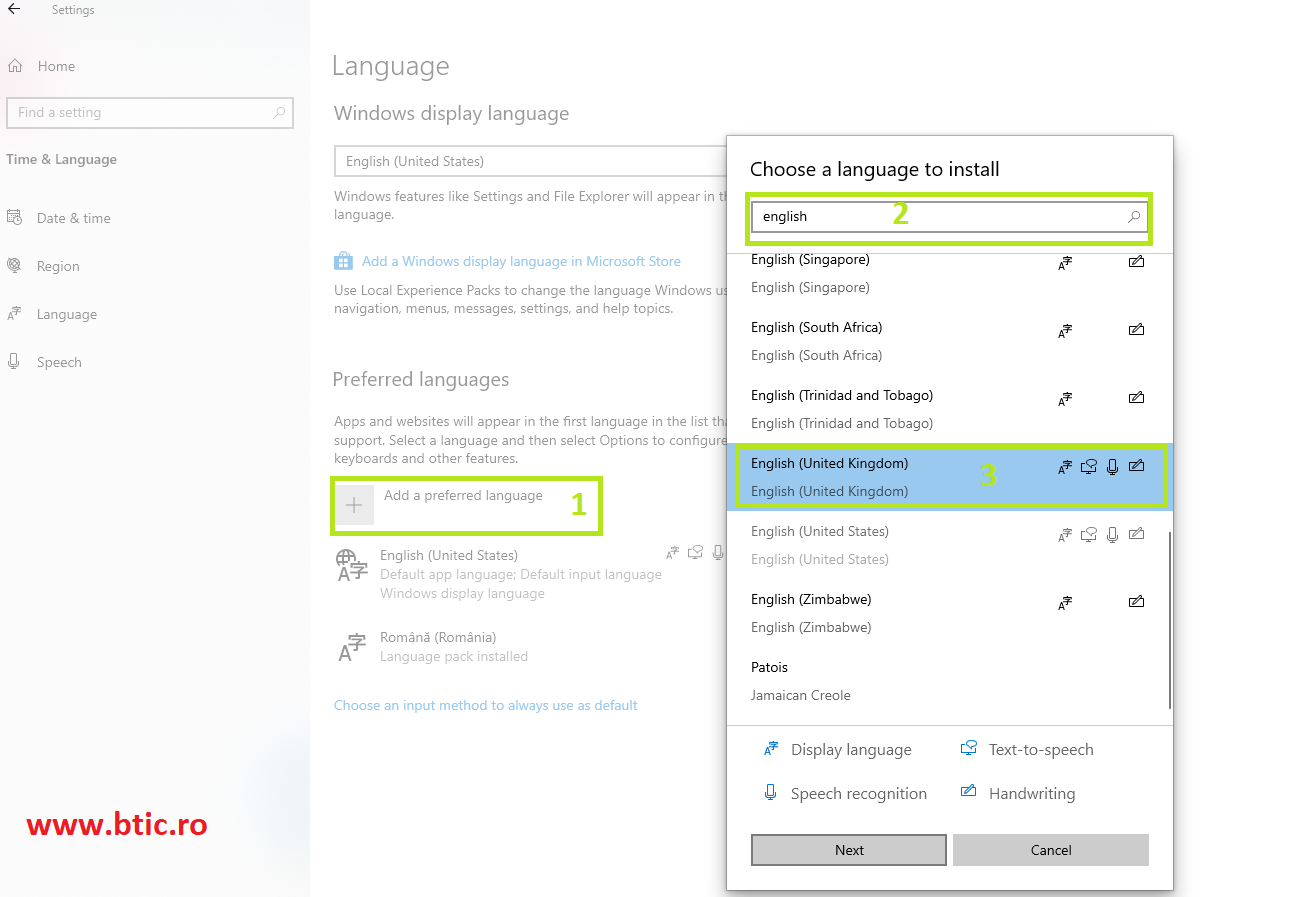 Cum se schimbă limba sistemului pe Windows 10