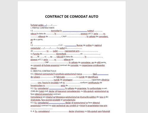 Contractul de comodat AUTO